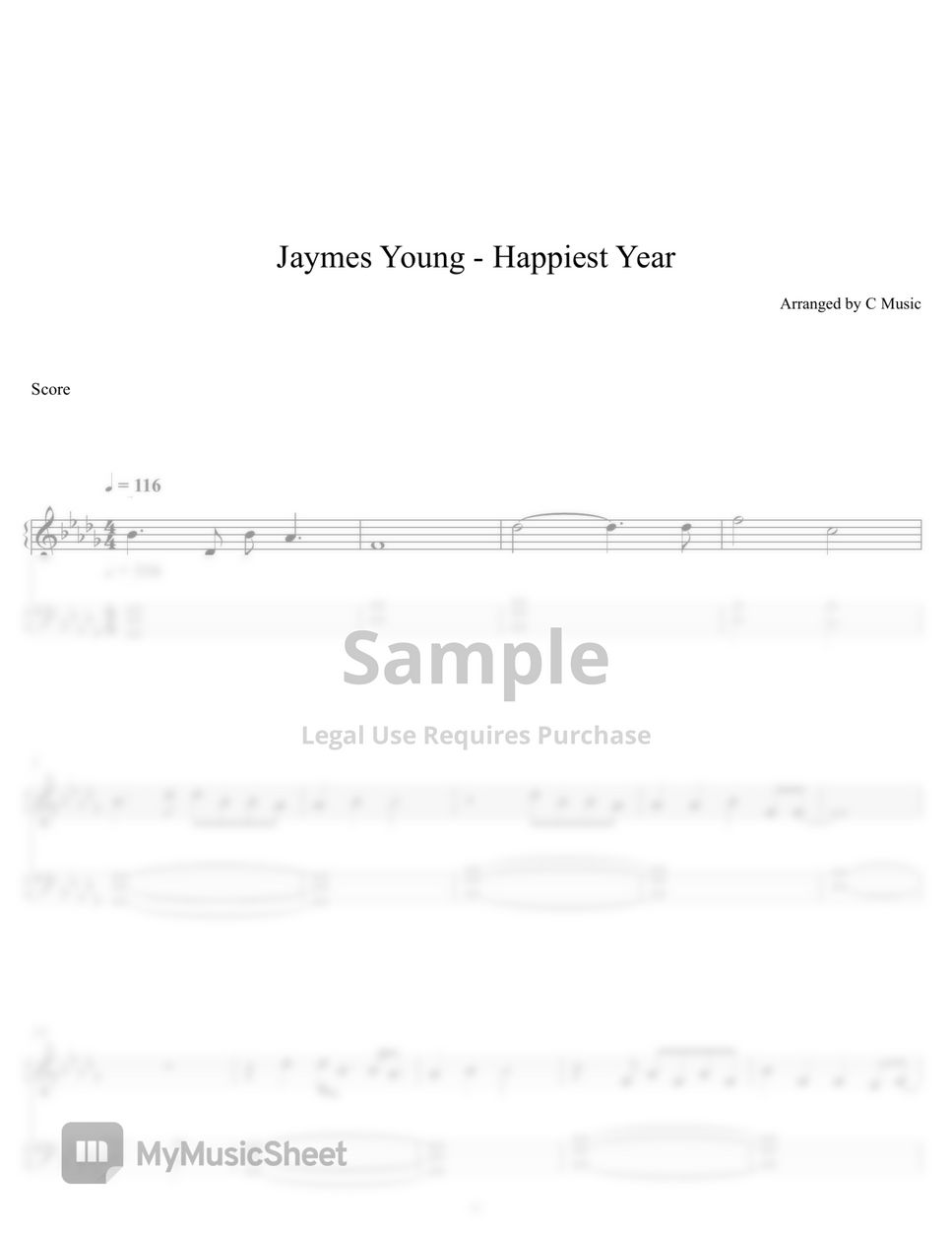 Jaymes Young - Happiest Year 曲谱 by C Music