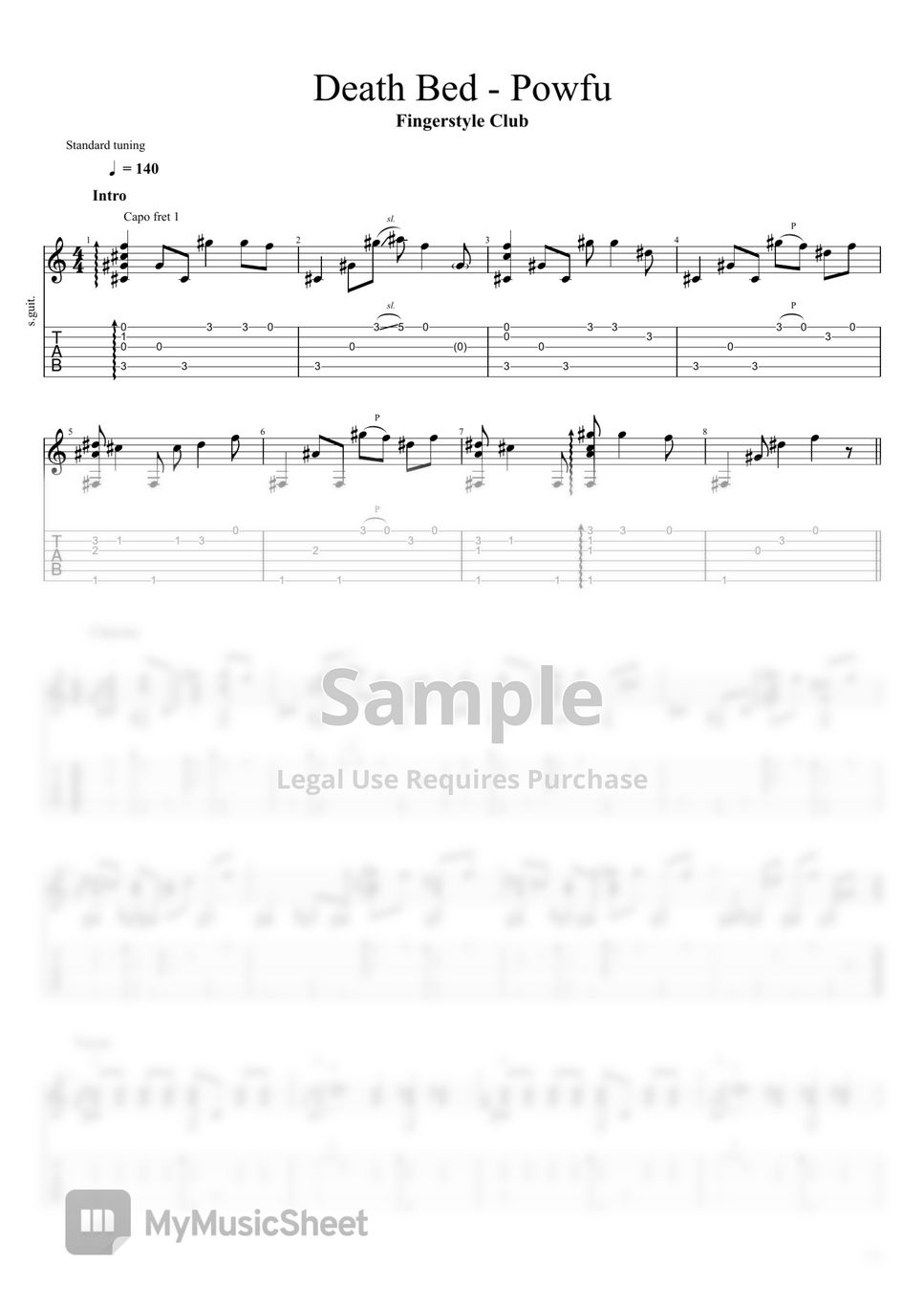 Powfu - Death Bed 악보 by Fingerstyle Club