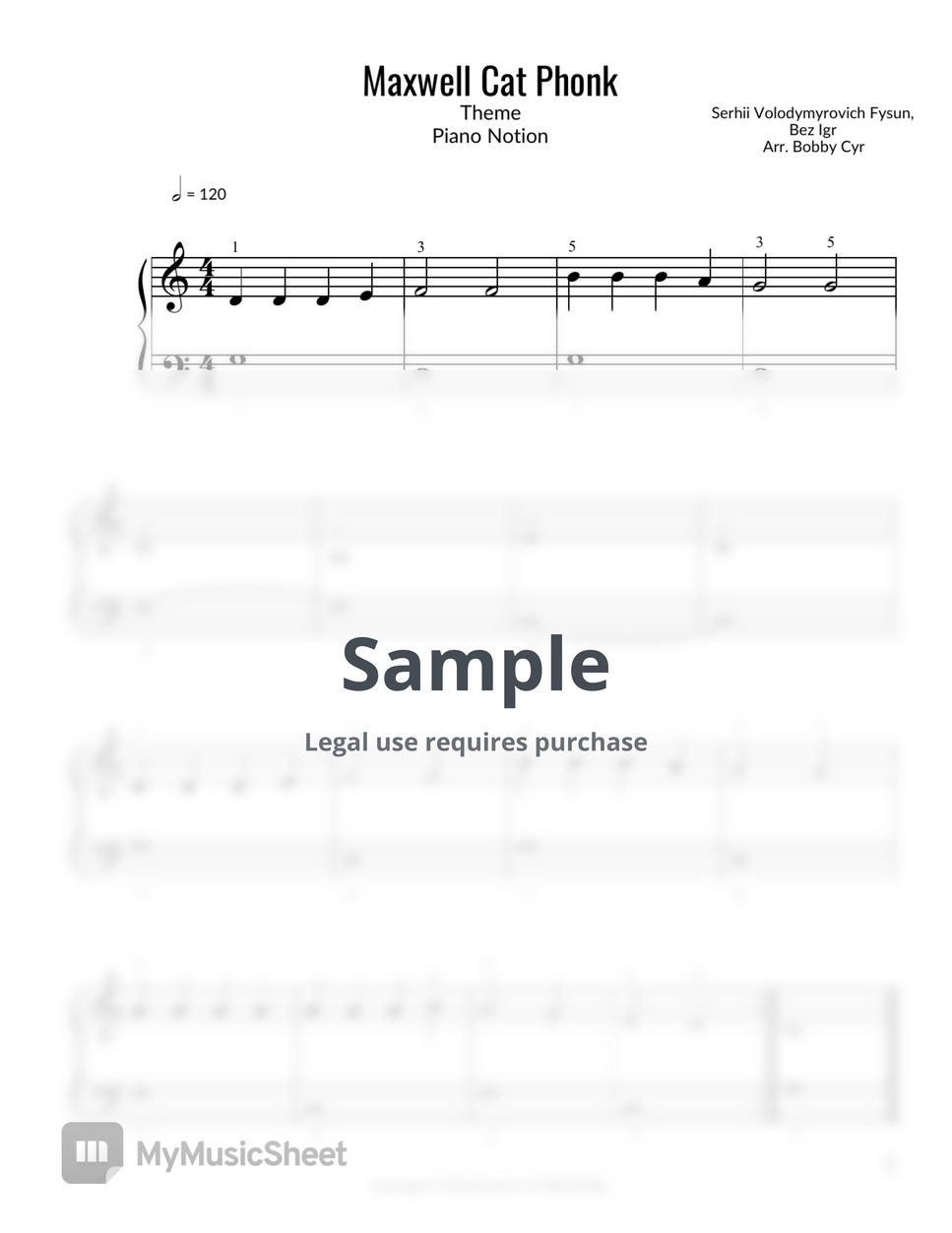 Serhii Volodymyrovich Fysun, Bez Igr - Maxwell Cat Phonk (Easy Piano ...