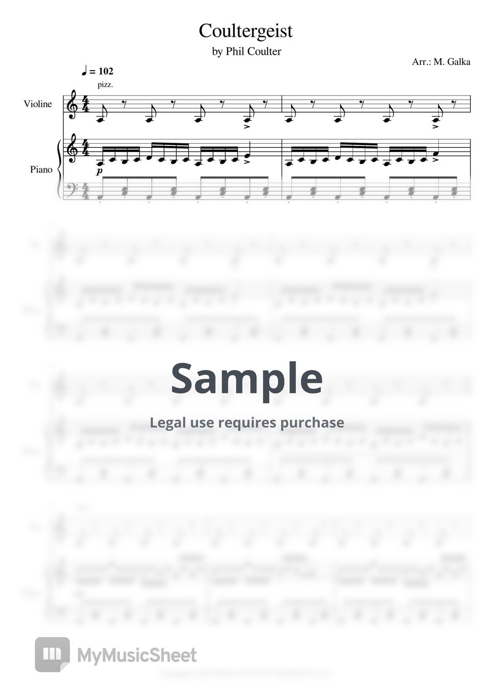 Phil Coulter - Coultergeist (Violin and Piano) Noten by M. Galka