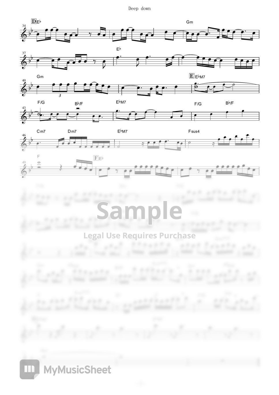 Aimer - Deep down (Chainsaw Man / in Bb) Sheet Music by muta-sax