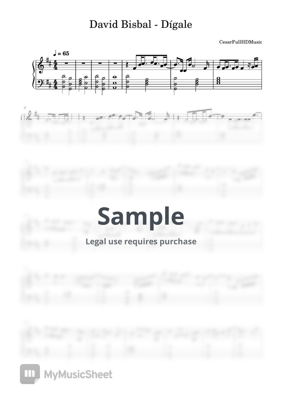 David Bisbal - Dígale Sheet Music