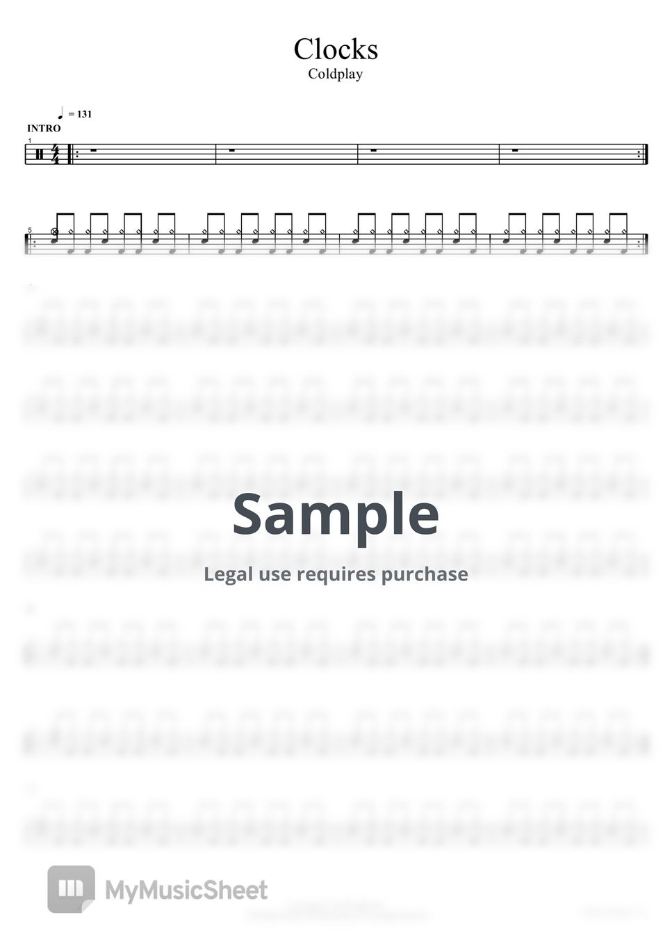 Coldplay - Clocks Sheets by COPYDRUM