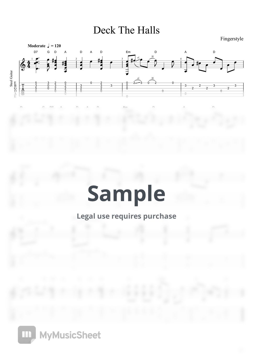 Christmas Carol - Deck The Halls (Easy Fingerstyle Guitar) Tab + 단선 악보 ...