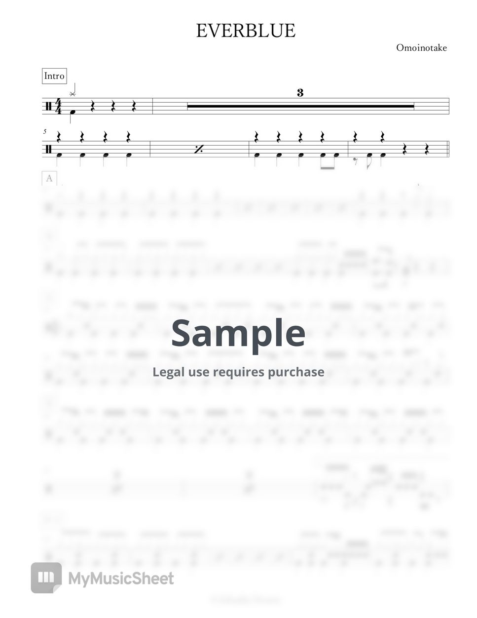 Omoinotake - EVERBLUE Sheets by Arkadia Drums