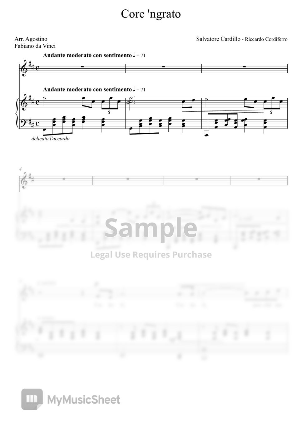 Agostino Fabiano da Vinci - Core 'Ngrato D (Folk) Sheets by Agostino ...