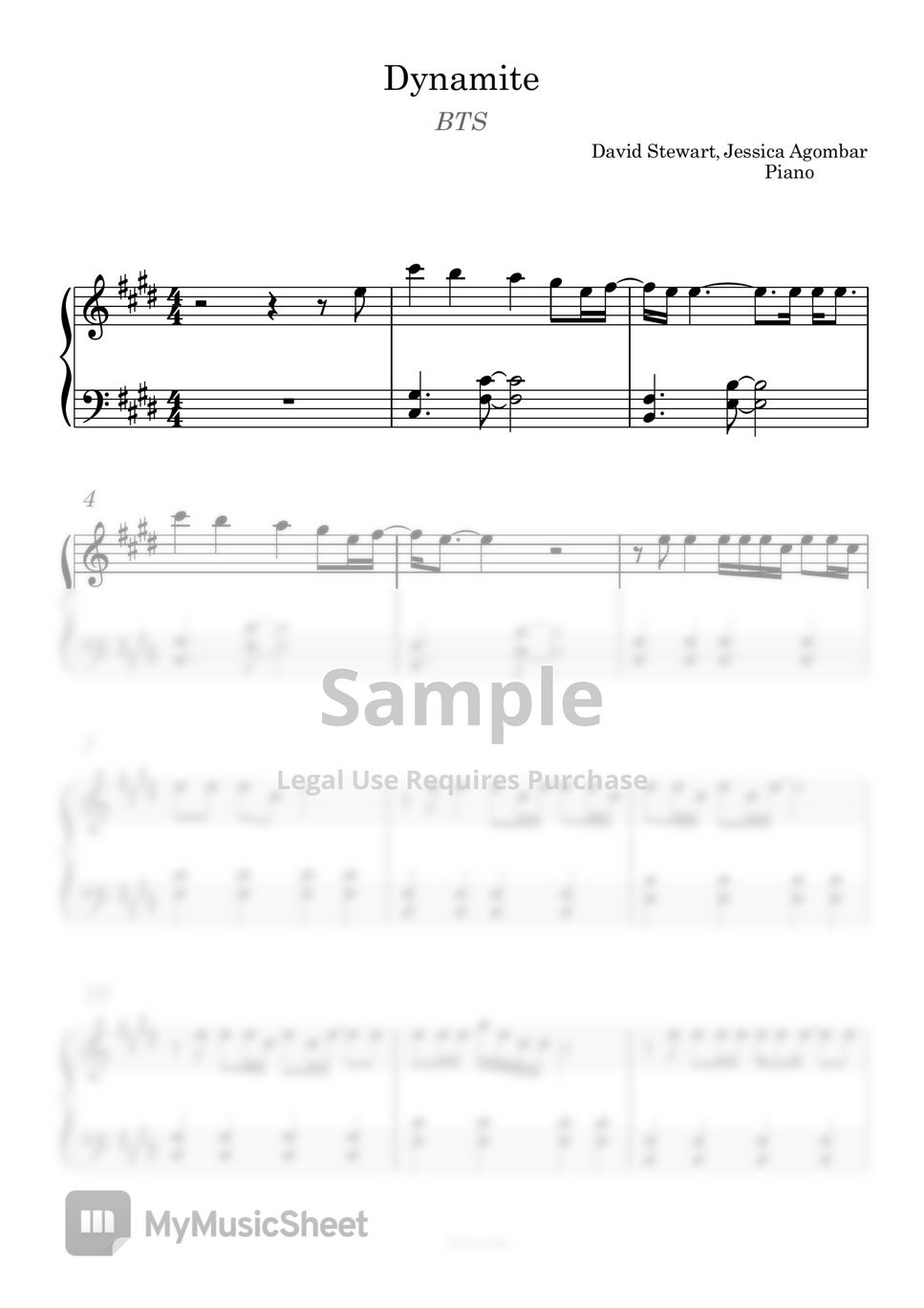 BTS - Dynamite (Easy Piano) Sheets by samsunny