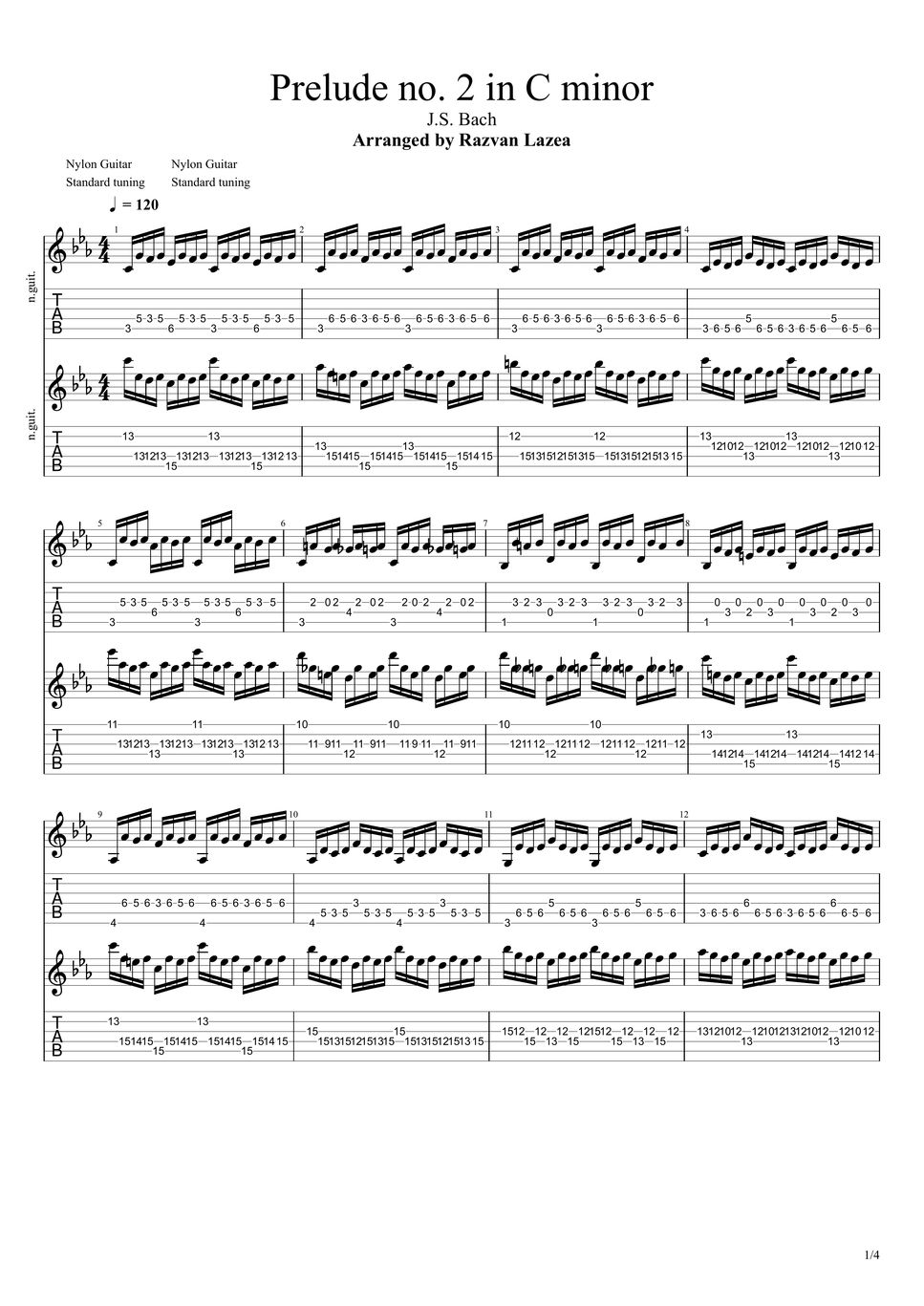 J.S. Bach - Prelude no. 2 in C minor 樂譜 by Razvan Lazea