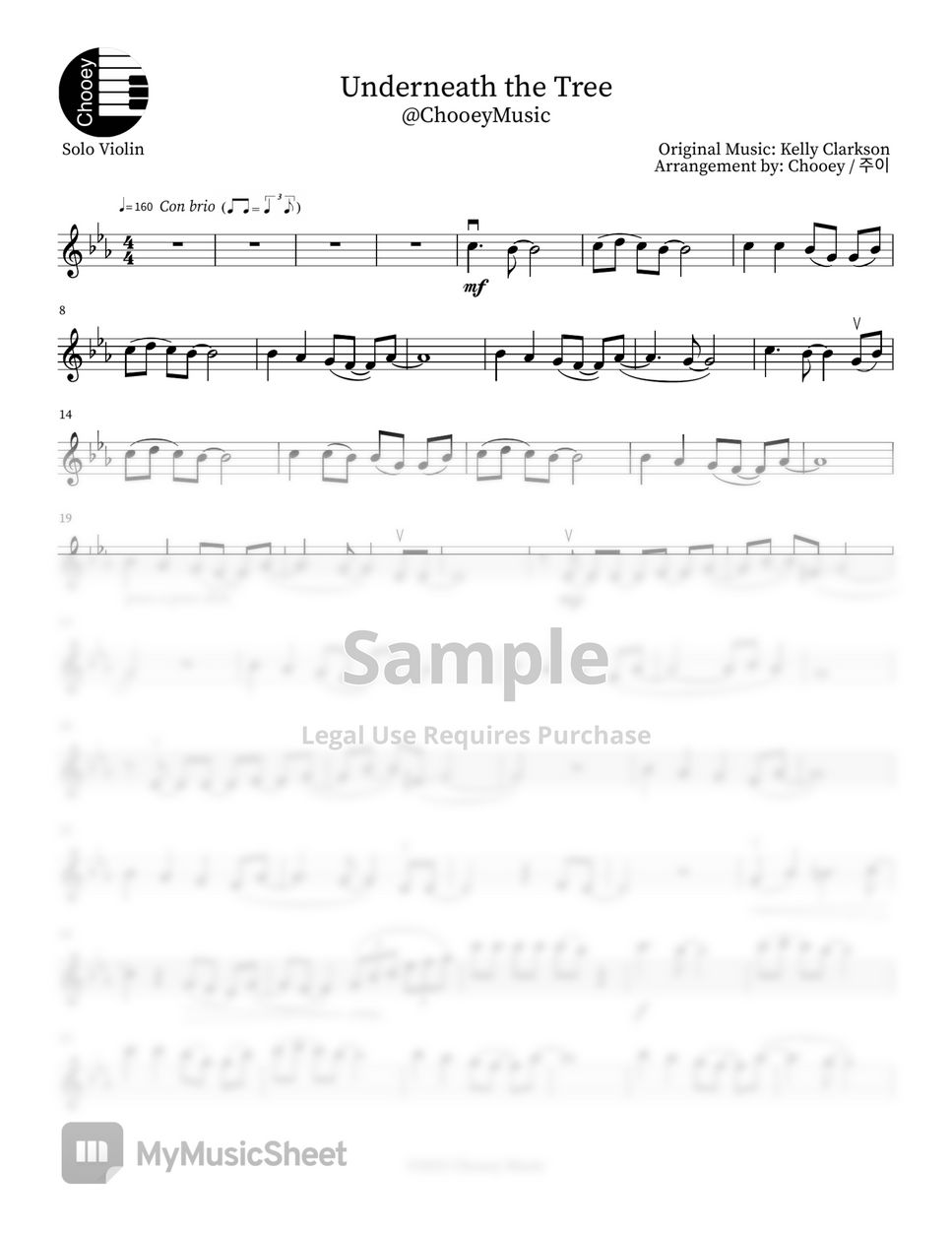 Kelly Clarkson - Underneath the Tree 악보 by Chooey