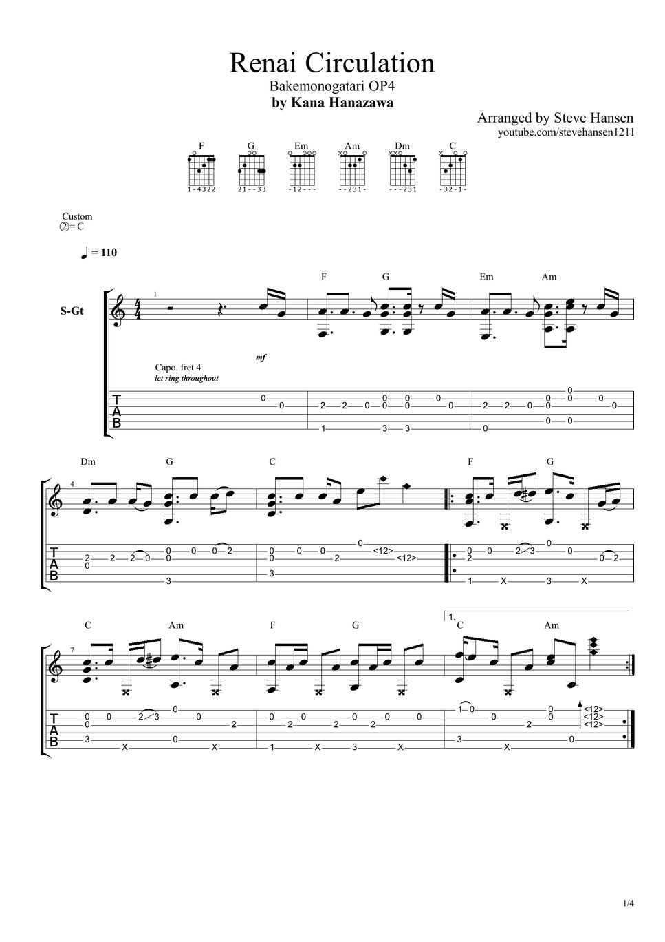 Kana Hanazawa - Renai Circulation (From "Bakemonogatari") (Fingerstyle ...