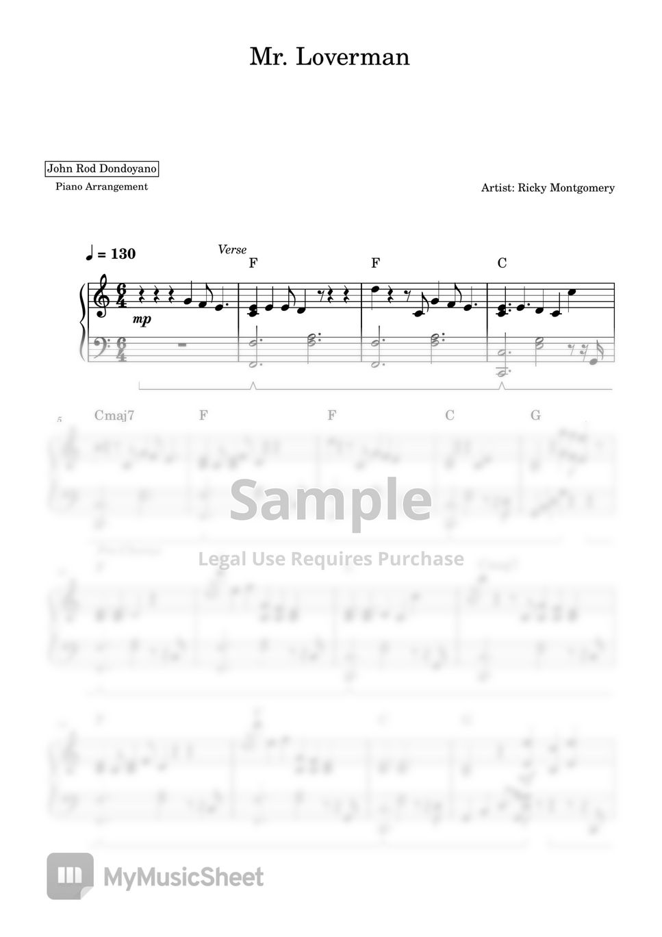 Ricky Montgomery - Mr. Loverman Partitur by John Rod Dondoyano