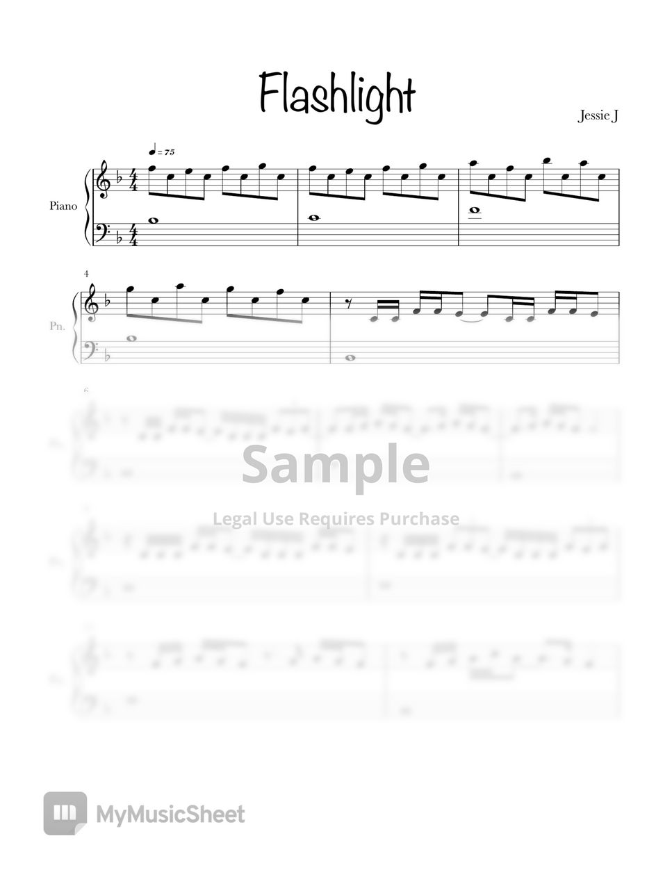 Jessie J - Flashlight (Easy Version) 樂譜 by PHianonize