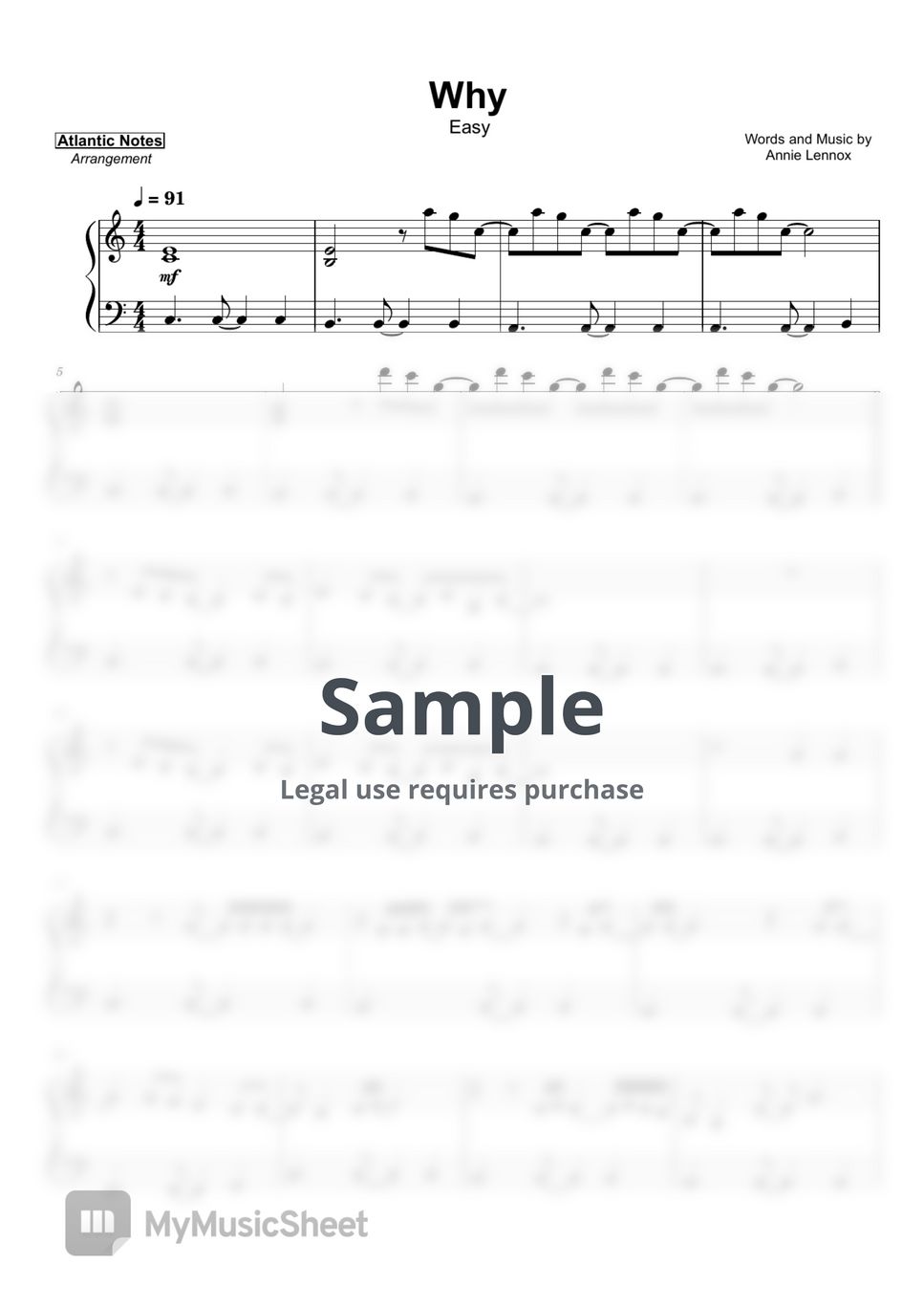 Annie Lennox - Why 楽譜 by Atlantic Notes