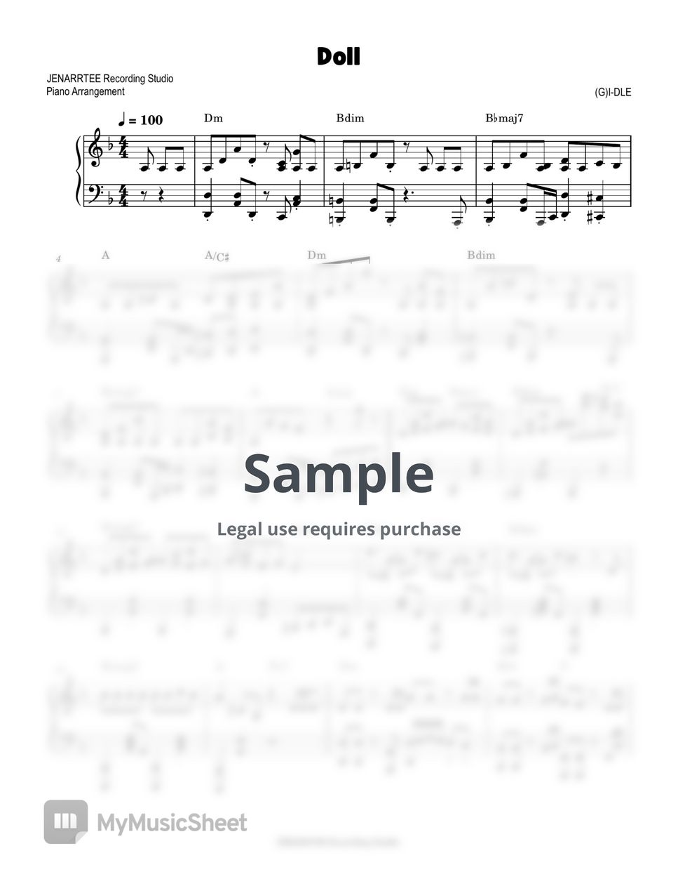 (G)I-DLE - Doll Sheet Music by JENARRTEE Recording Studio