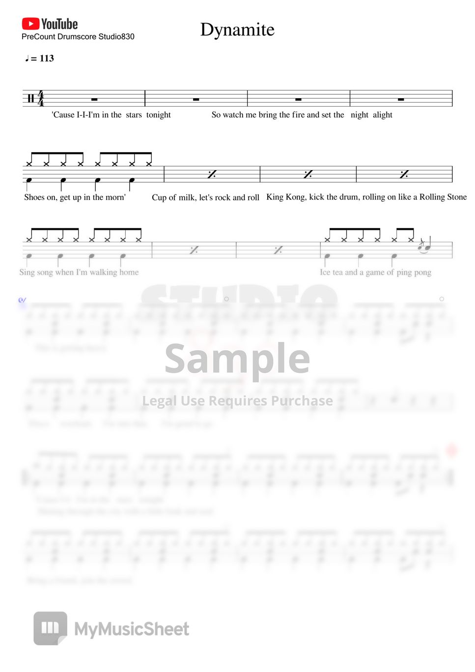 BTS - Dynamite 악보 by Studio830