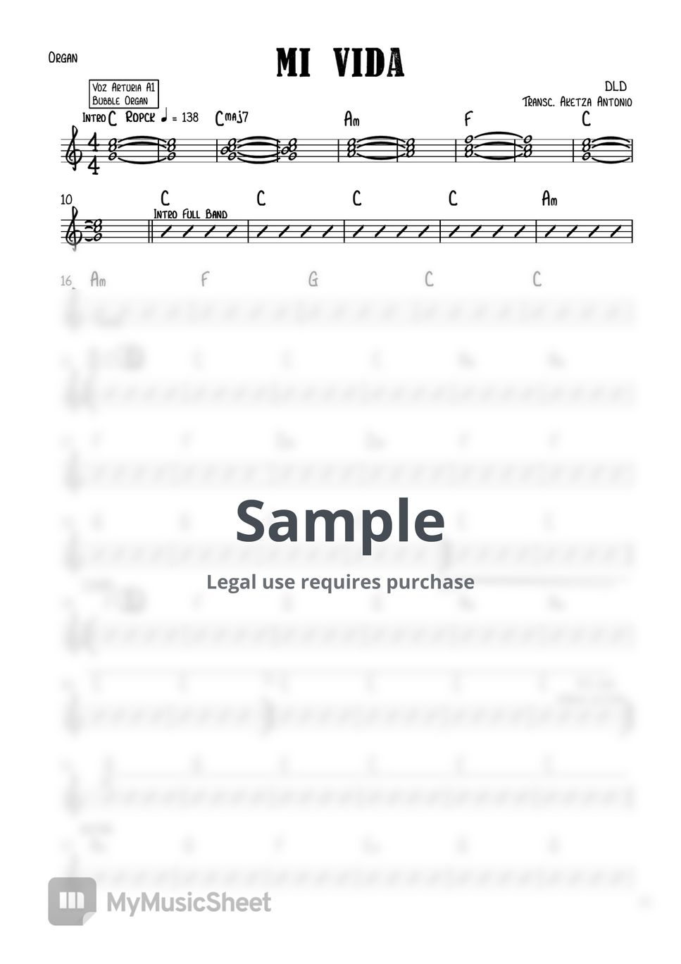 DLD - Mi Vida Sheets by Aketza Antonio