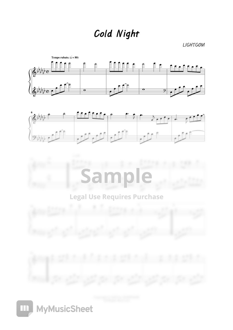 LIGHTGOM - Cold Night Sheet Music by LIGHTGOM