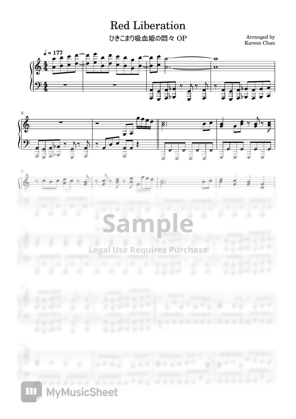 fripSide - Red Liberation Full Version (ひきこまり吸血姫の悶々 OP) Sheet Music by Karson Chan