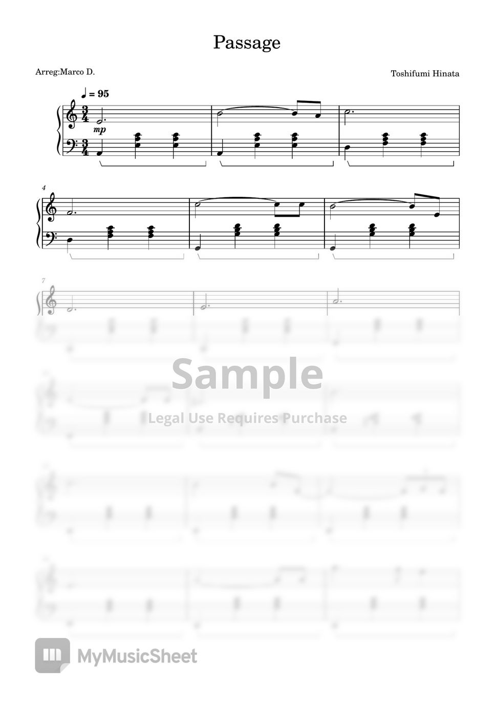 Toshifumi Hinata - Passage Sheet Music by Marco D.