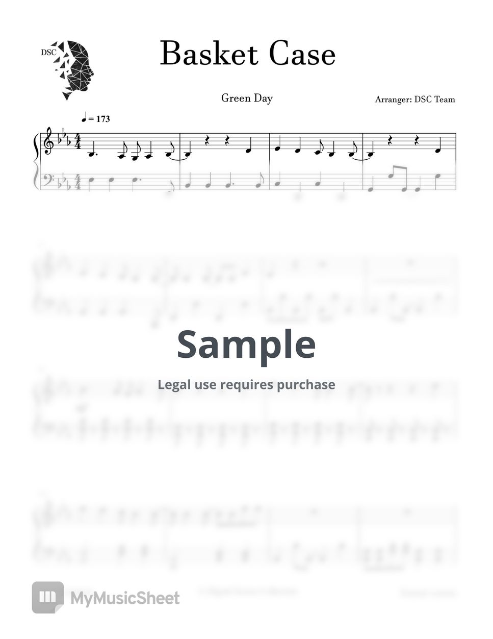 Green Day - Basket Case Sheet Music by Digital Scores Collection