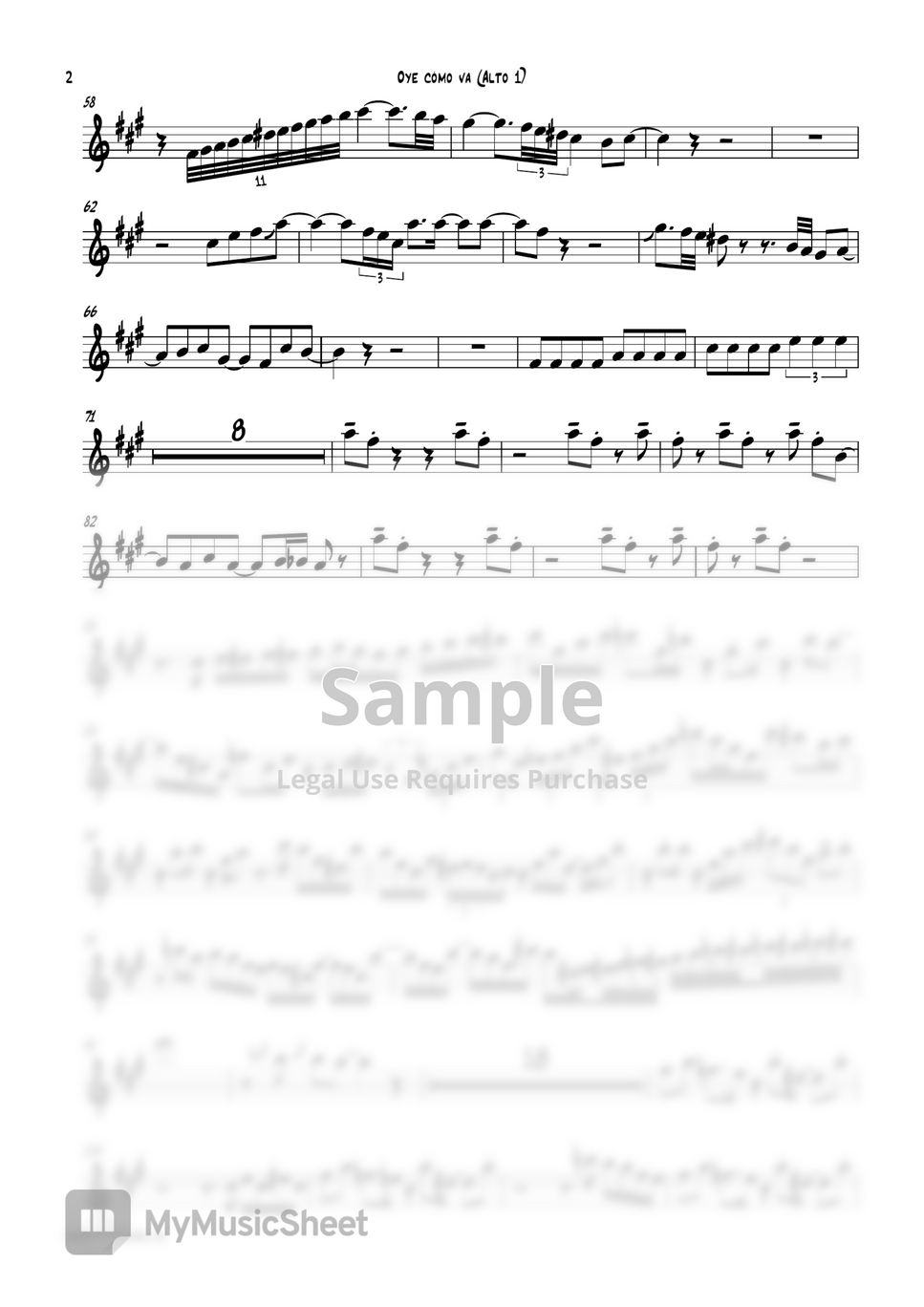 Oye cómo va - Tito Puente. Arreglo Ed Calle (Alto Sax Solist) Sheets by Ismael Dorado