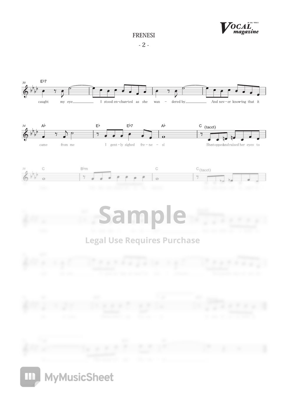 LINDA RONSTADT - FRENESI (VOCAL MAGAZINE) Sheet Music by Far East ...