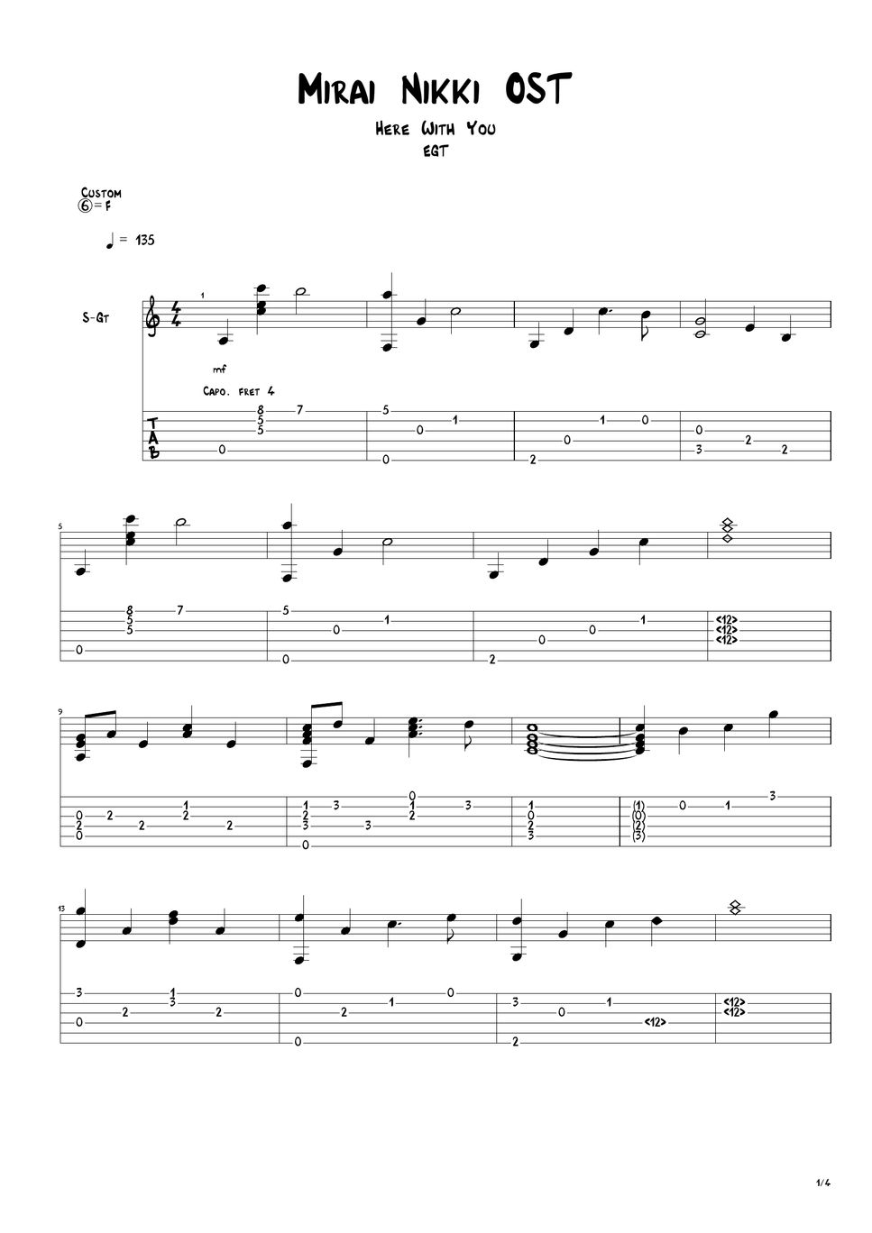 Mirai Nikki OST - Here With You Hoja by EGT