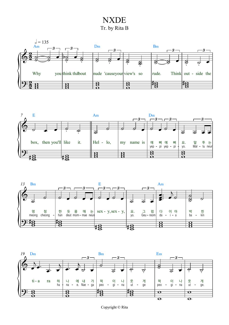 i-dle - Nxde (lyrics/chords) Sheet Music by Rita B