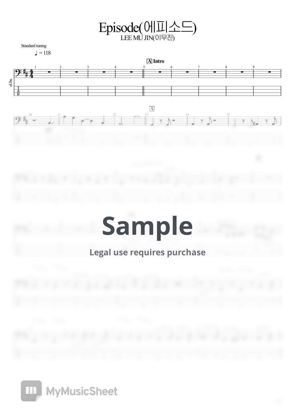 LEE MU JIN(이무진) - Episode(에피소드) Tab + 단선 악보 by BassBlur