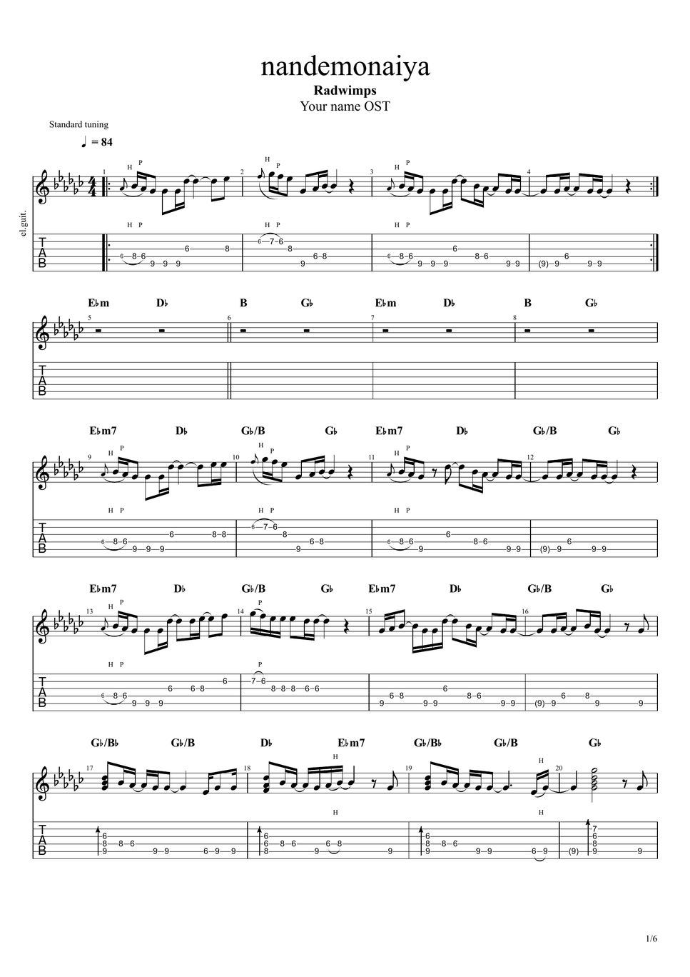 Radwimps - Nandemonaiya Electric Guitar Cover Hoja by Hyeon