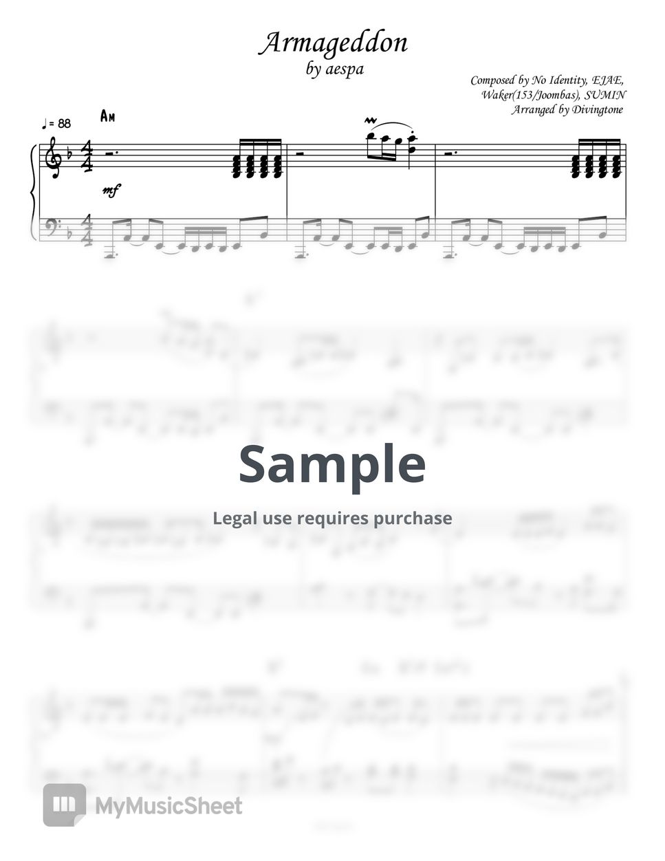 aespa (에스파) - Armageddon (Piano Sheet) Sheets by Divingtone