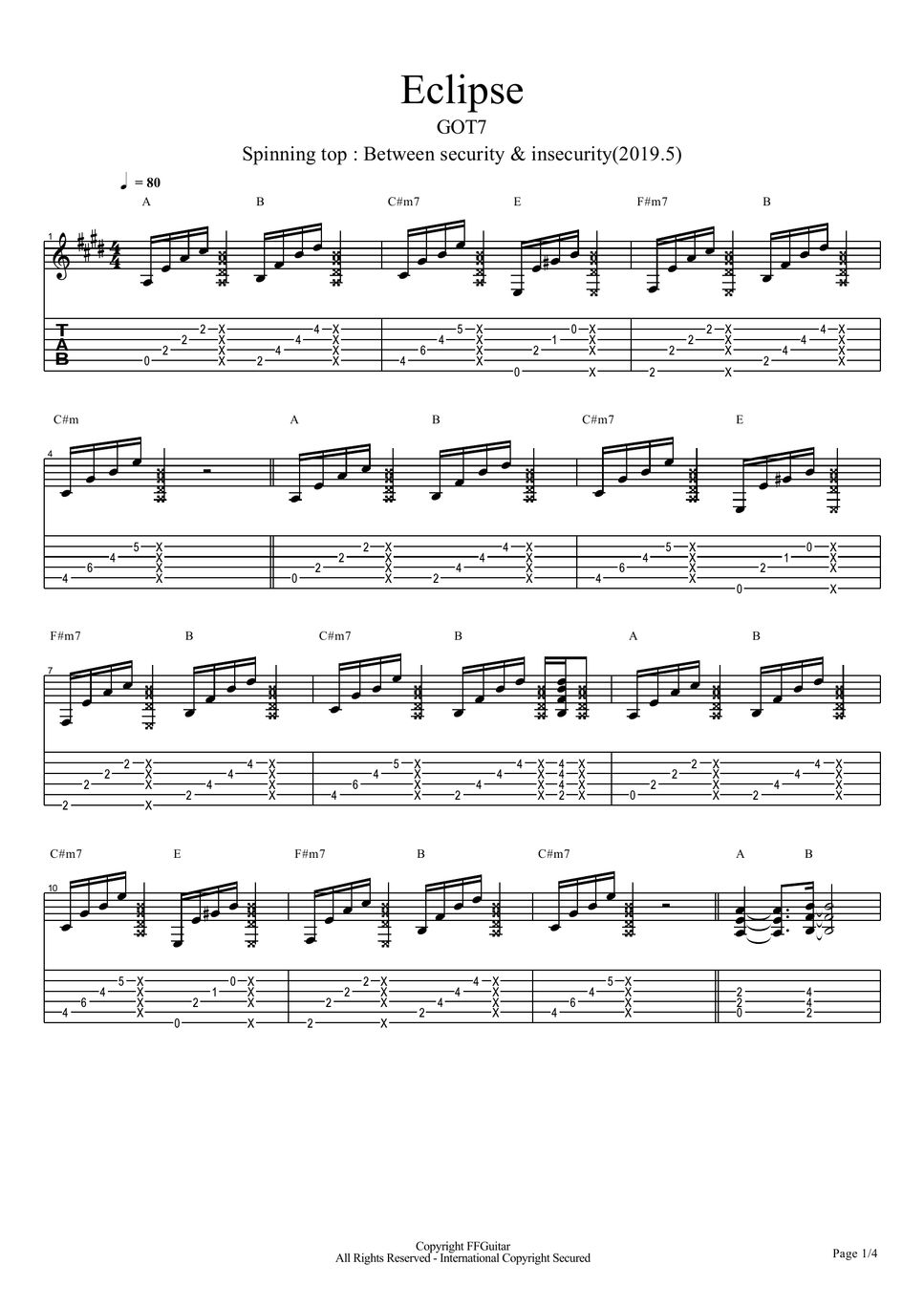 GOT7 - ECLIPSE Guitar Cover Sheets