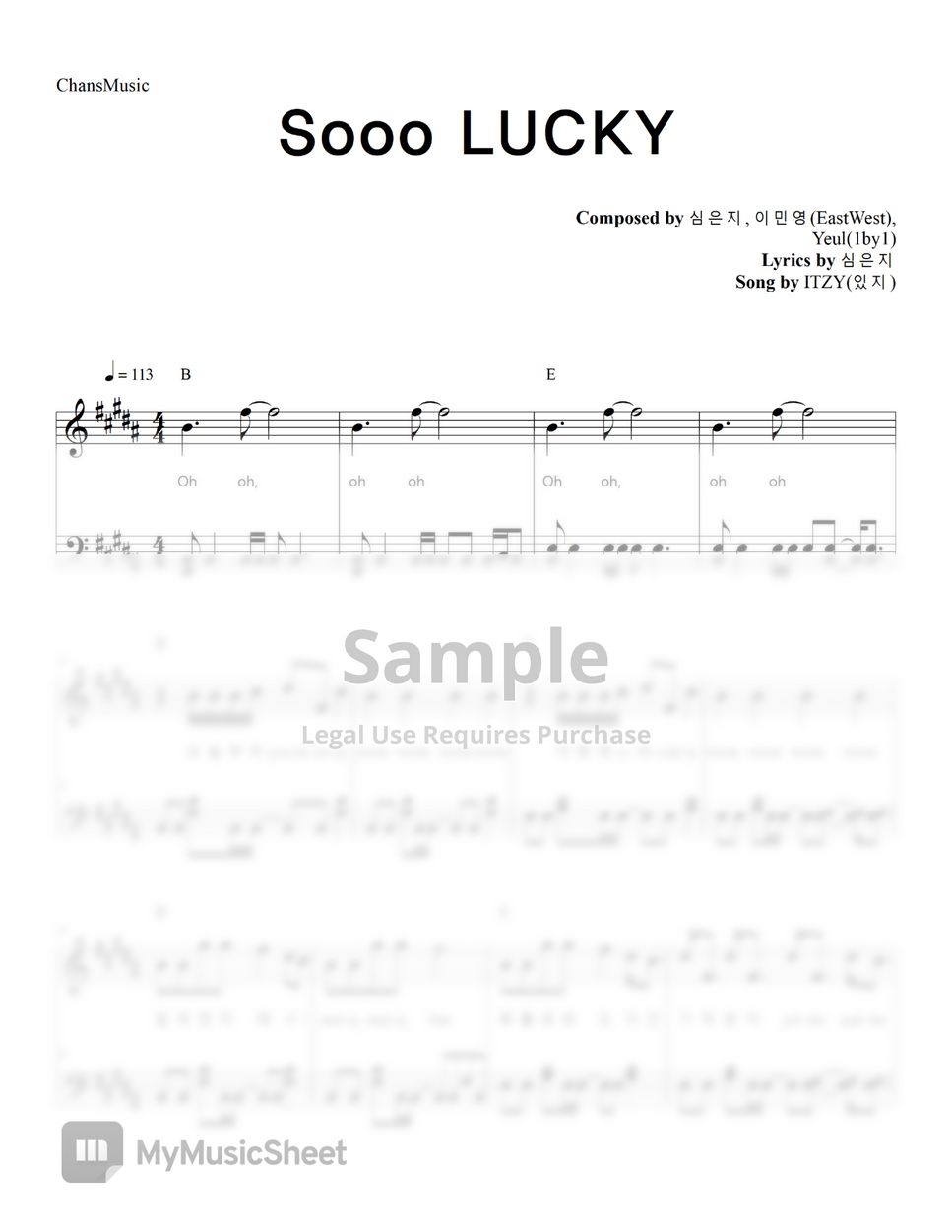 ITZY - Sooo LUCKY (Easy Version) Sheets by ChansMusic