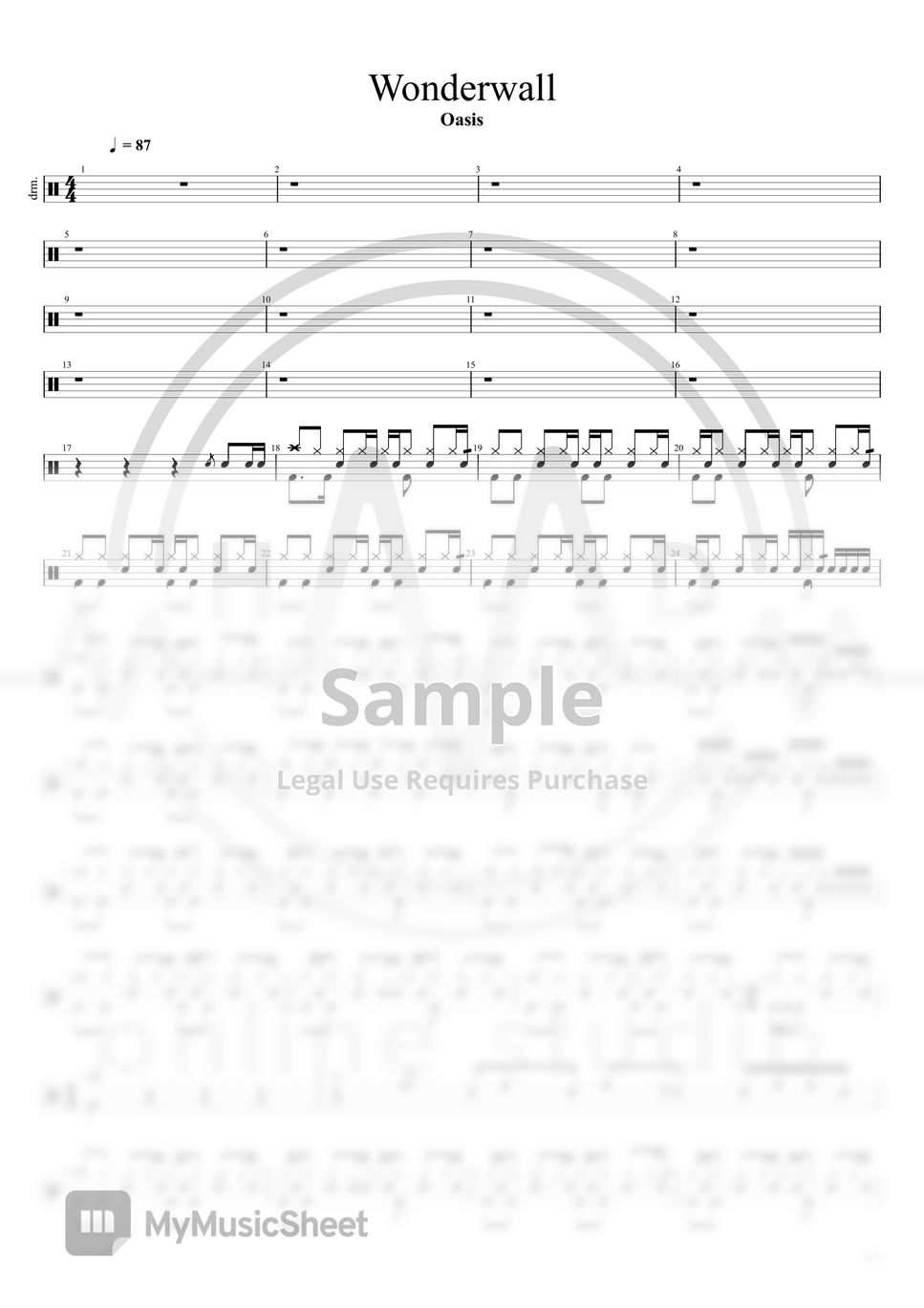 Oasis - Wonderwall Sheet by HMD online studio