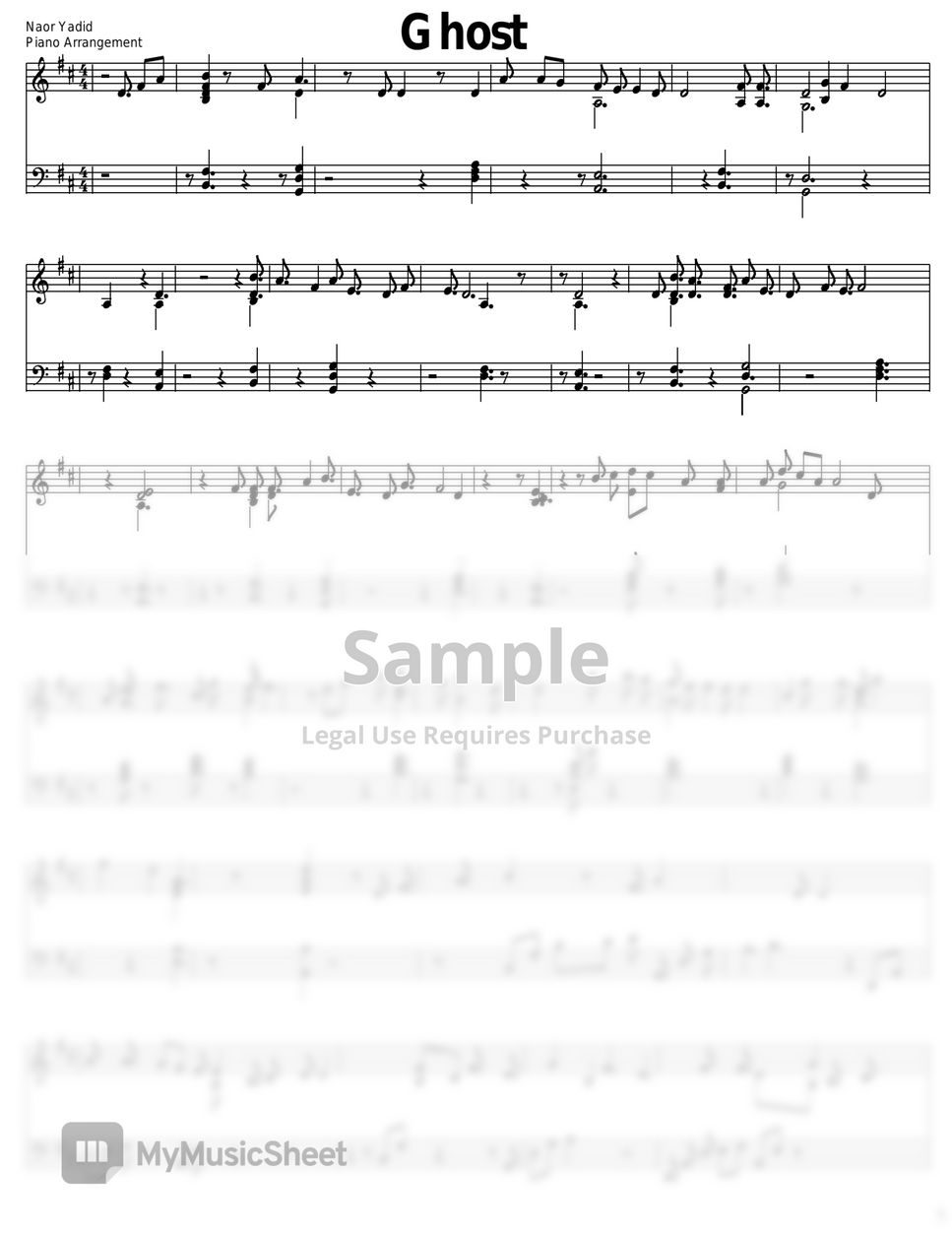 Justin Bieber - Ghost Sheet Music by Naor Yadid