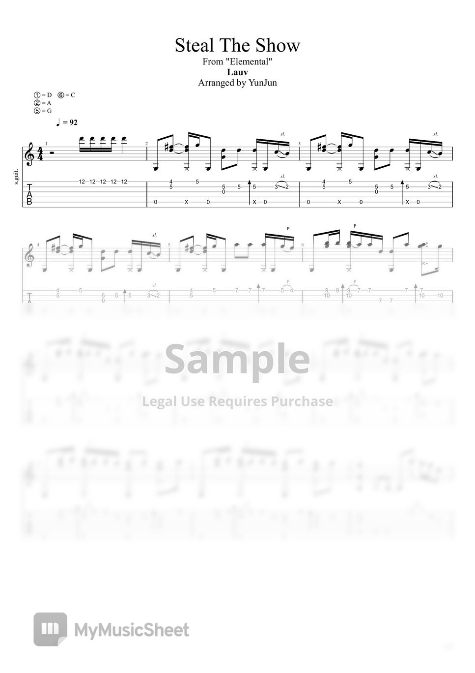 Lauv - Steal The Show (From "Elemental" 엘리멘탈 OST) Sheet Music by YunJun