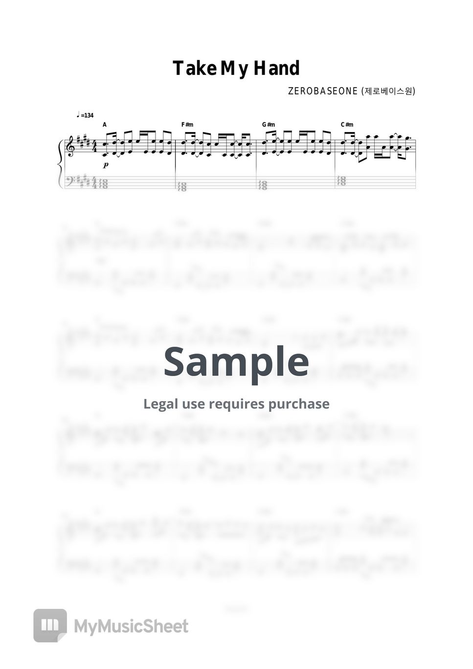 ZEROBASEONE (제로베이스원) - Take My Hand 악보 by Dopiano