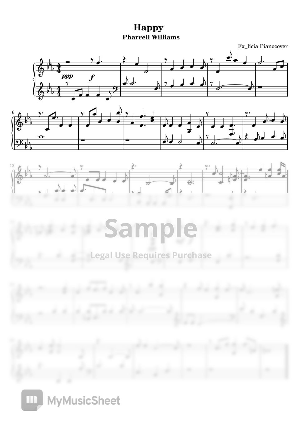 Pharrell Williams - HAPPY Sheets by Fx_licia Pianocover