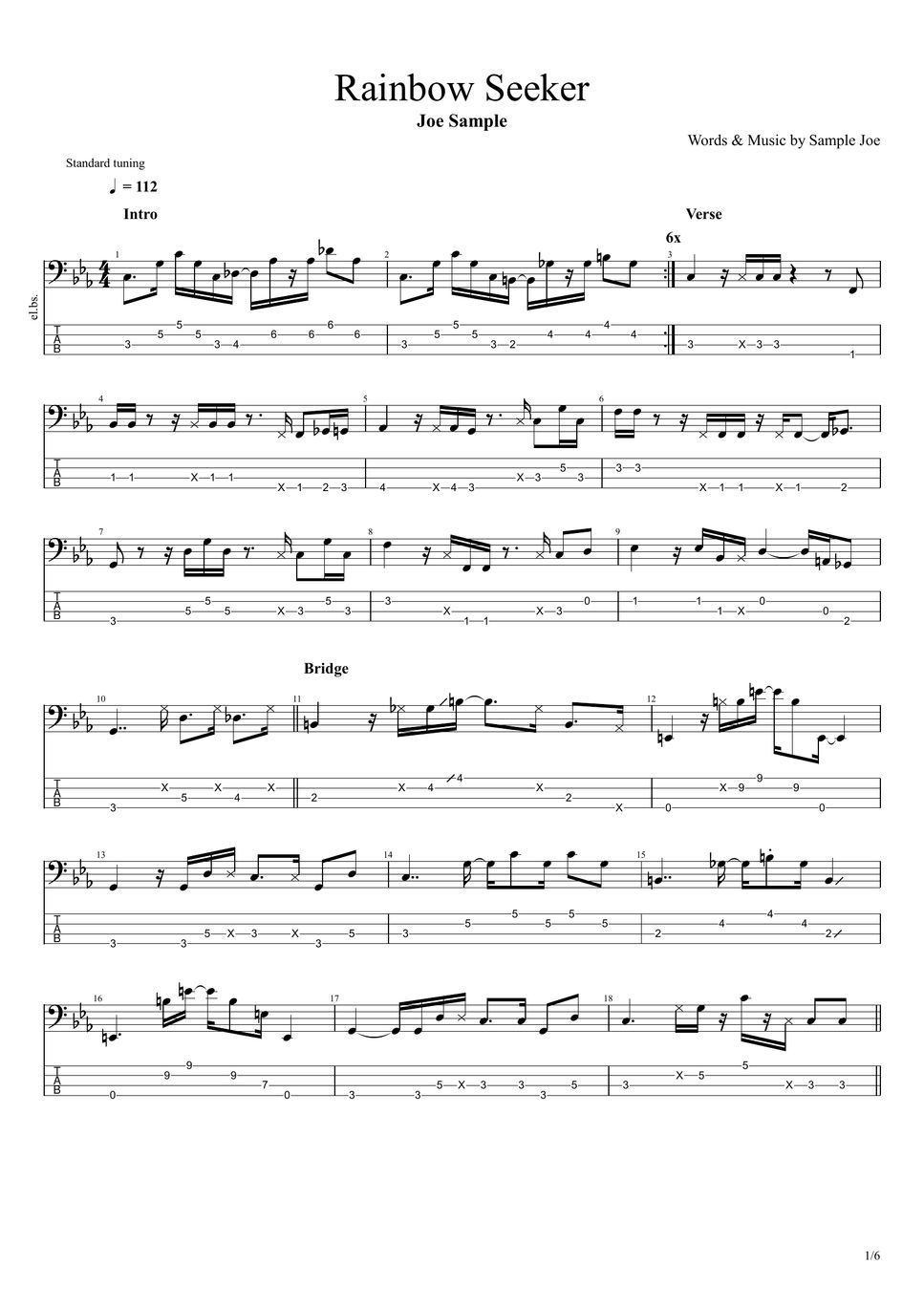 Joe Sample - Rainbow Seeker タブ + 五線譜 by まっきん
