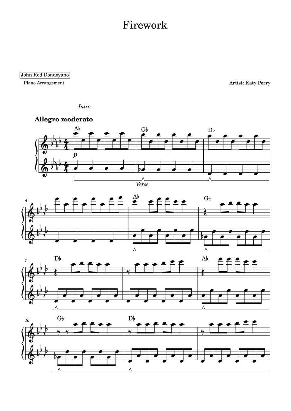Katy Perry - Firework (PIANO SHEET) Spartito by John Rod Dondoyano