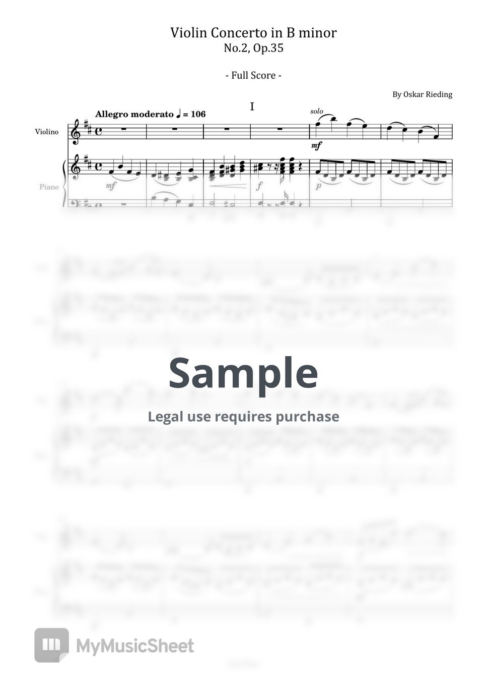 Oskar Rieding - Violin Concerto No.2, Op.35 (Oskar Rieding - For Violin and Piano Full Score ...