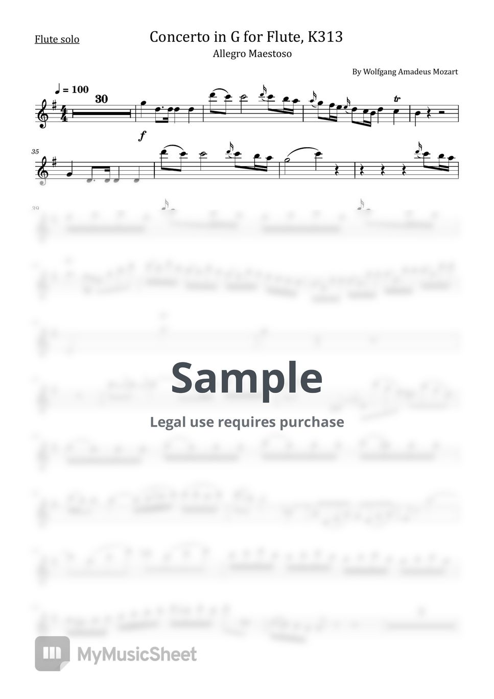 Wolfgang Amadeus Mozart - Concerto in G for Flute, K.313 Allegro ...