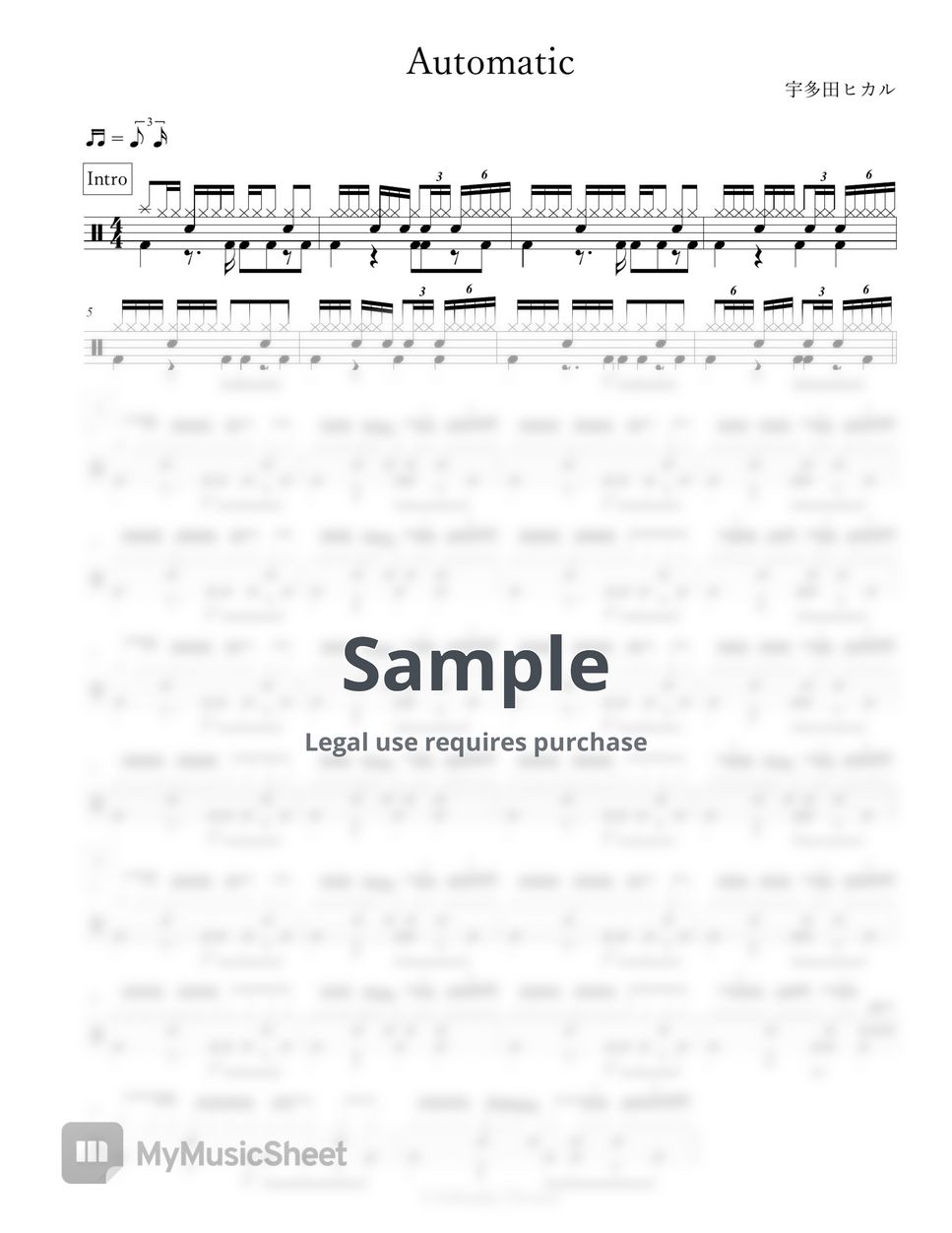 宇多田ヒカル - Automatic 楽譜 by Arkadia Drums