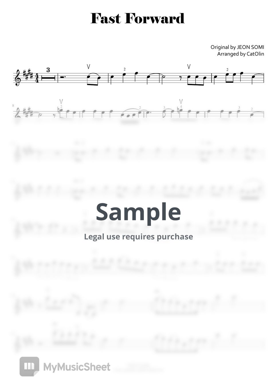 전소미 - Fast Forward Sheet Music by 캣올린CatOlin