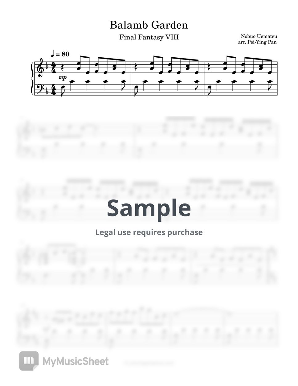 Final Fantasy VIII - Balamb Garden 악보 by Pei-Ying Pan
