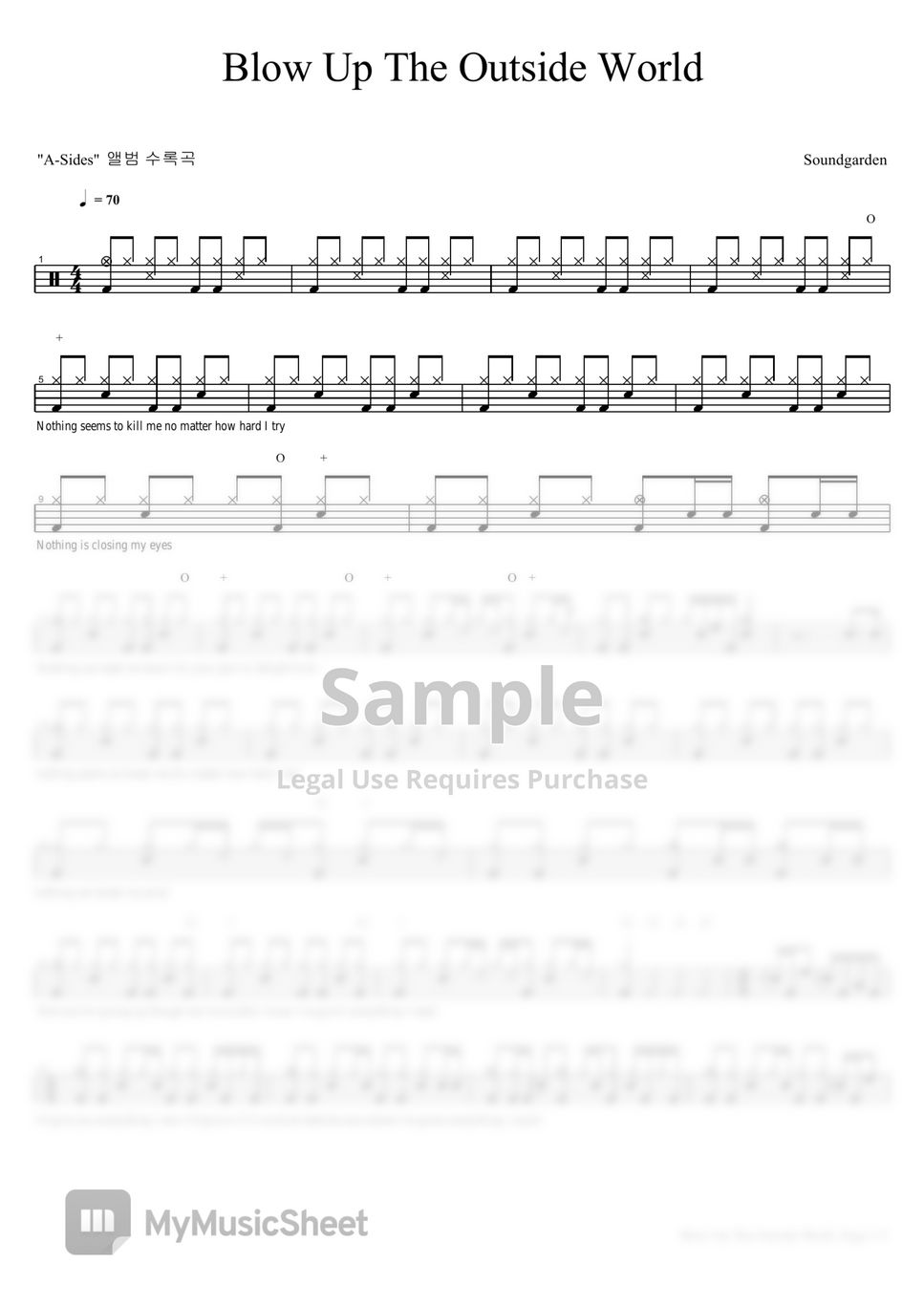 Soundgarden - Blow Up The Outside World Sheet Music by COPYDRUM