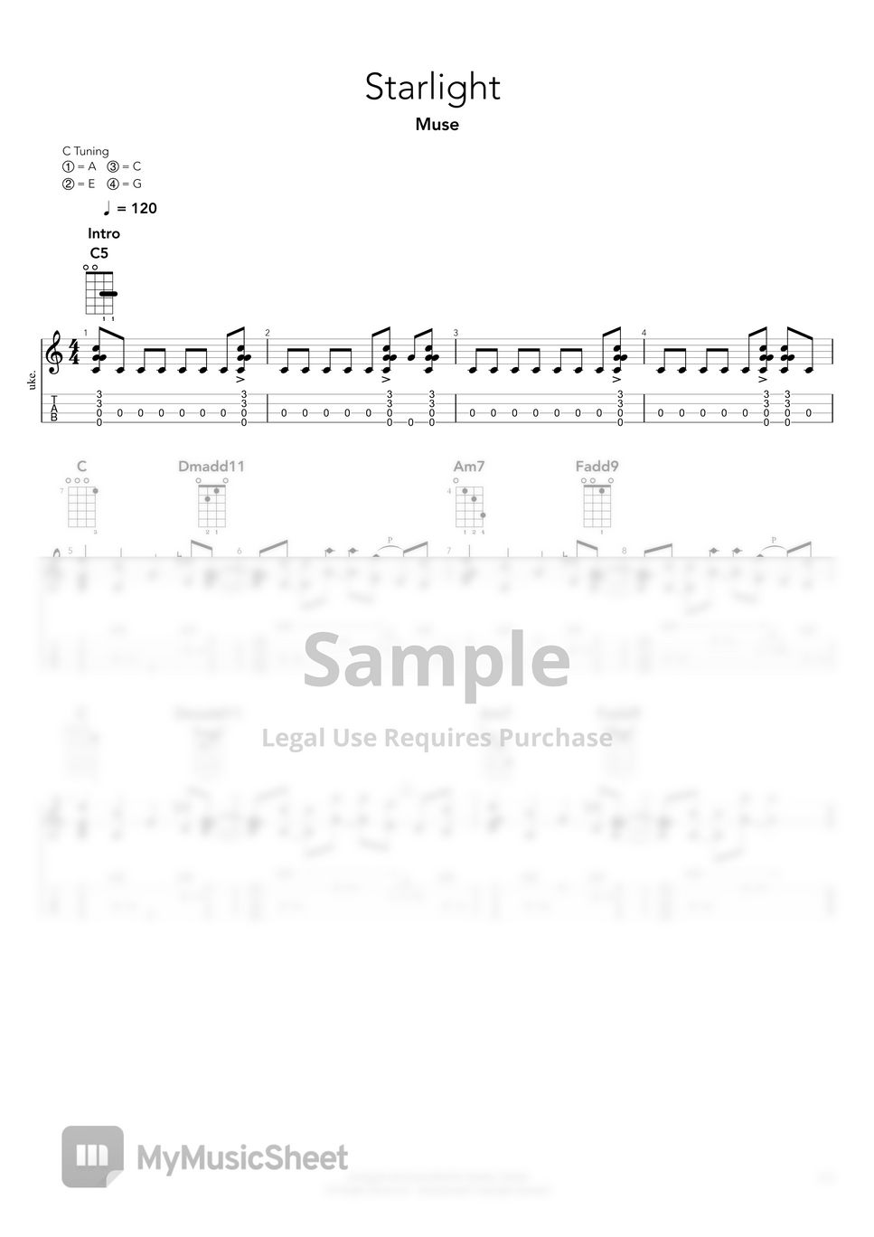 Muse - Starlight Tab + 1staff by 4stringboy