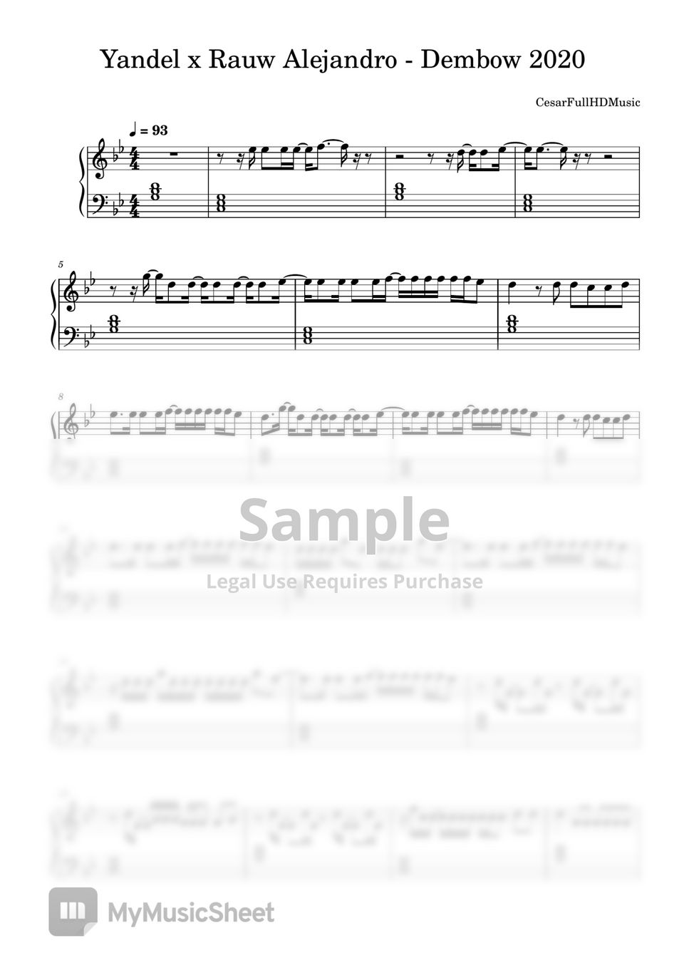 Yandel x Rauw Alejandro - Dembow 2020 Sheet Music