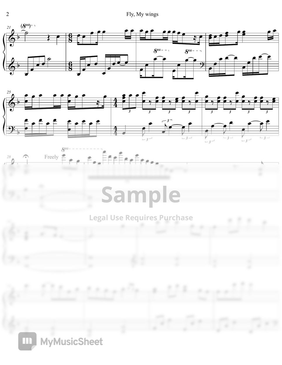 Mili - Fly, my wings (Limbus Company OST (Easy Key in F Major)) 钢琴 乐谱 ...
