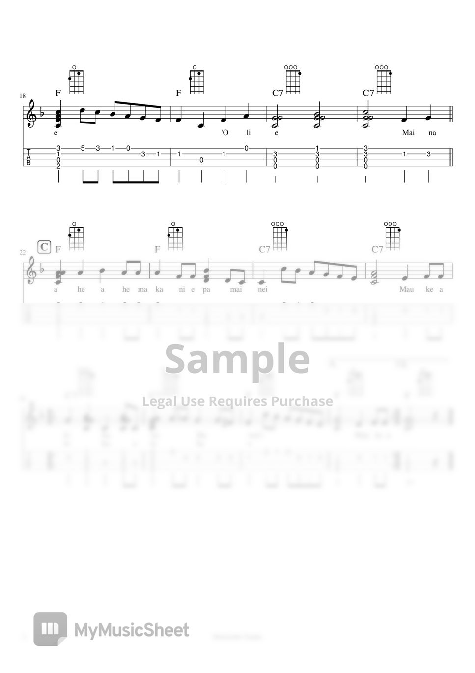 Traditional - Hawai'i Aloha 악보 by Shinnosuke Tanaka